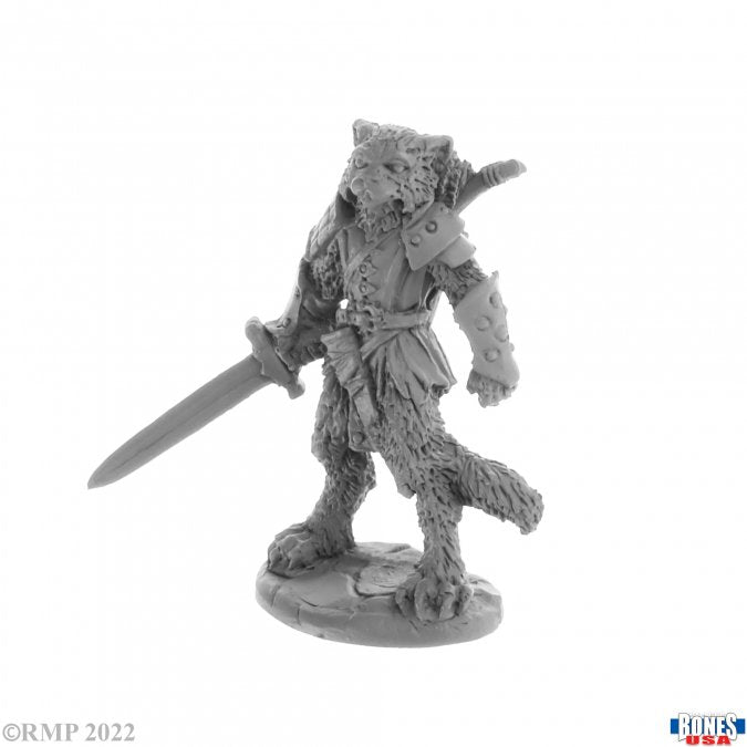 Reaper Miniatures Bones - CATFOLK FIGHTER, MAL – Moon Dragon